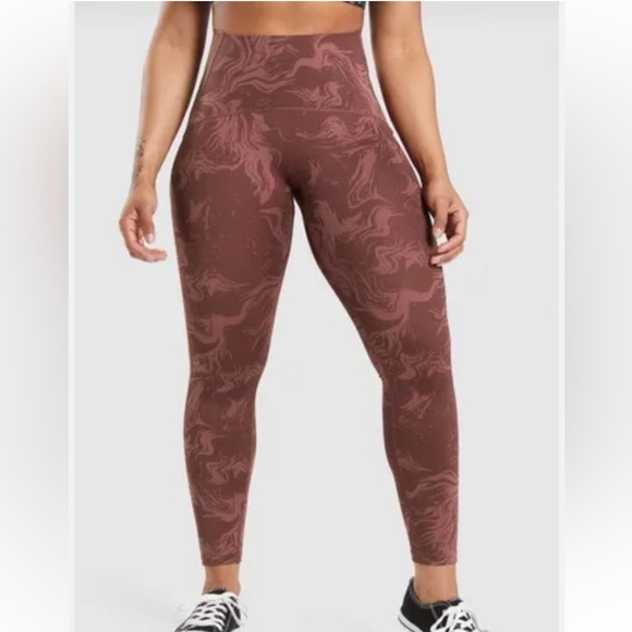 Gymshark | Pants & Jumpsuits | Red Patterns Gymshark Gs Power High ...